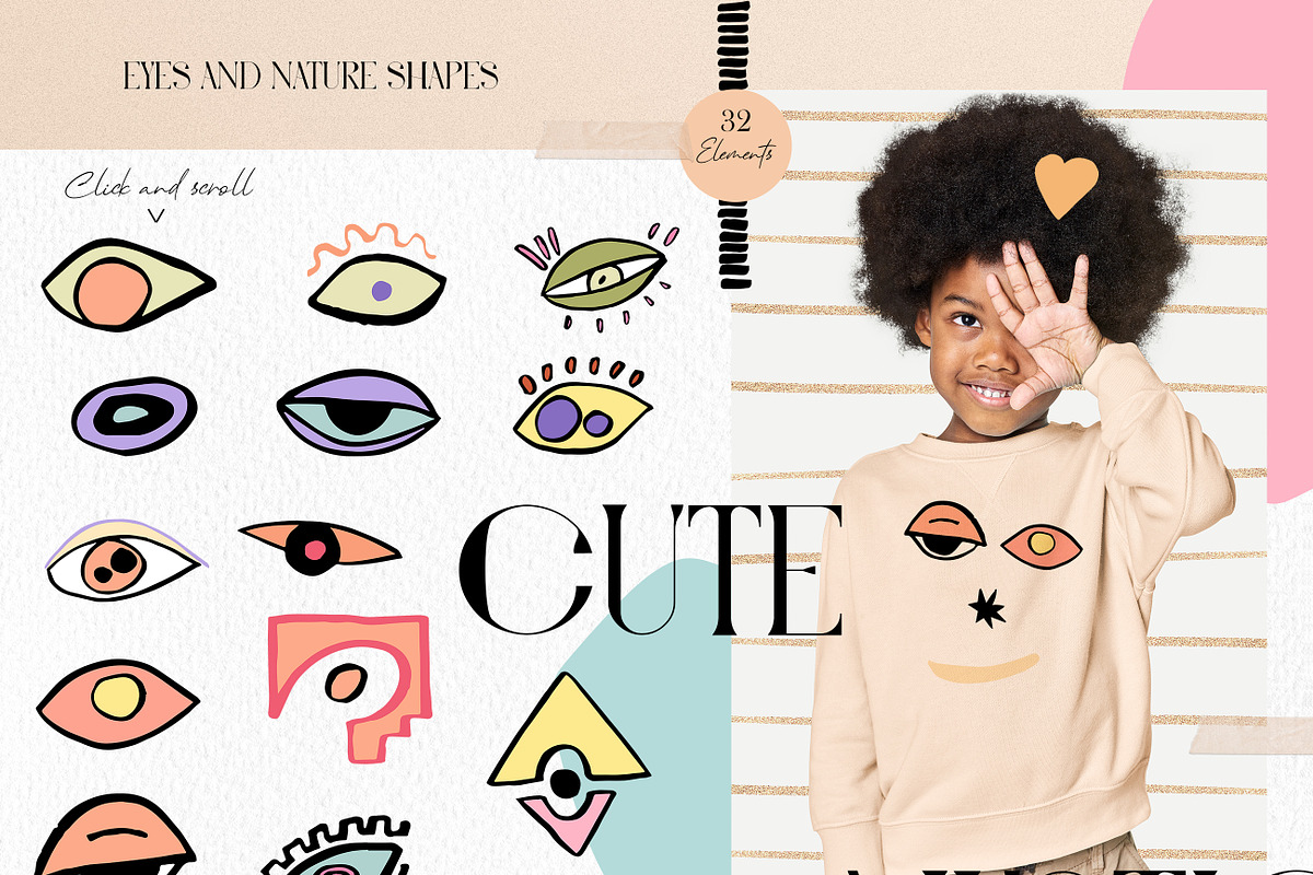 Kids abstract baby face, shapes, a Texture Illustration by AnnaTkachi ...