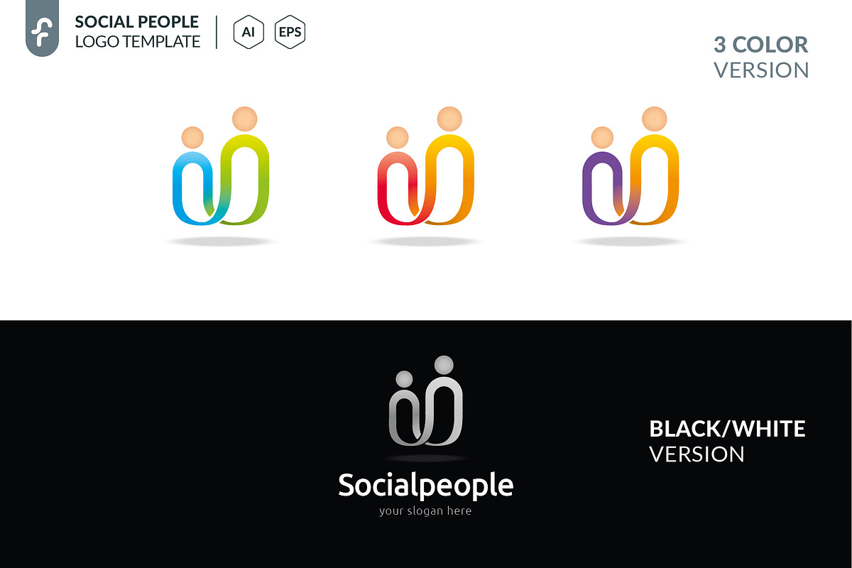 Social People Logo, a Branding & Logo Template by ft.studio