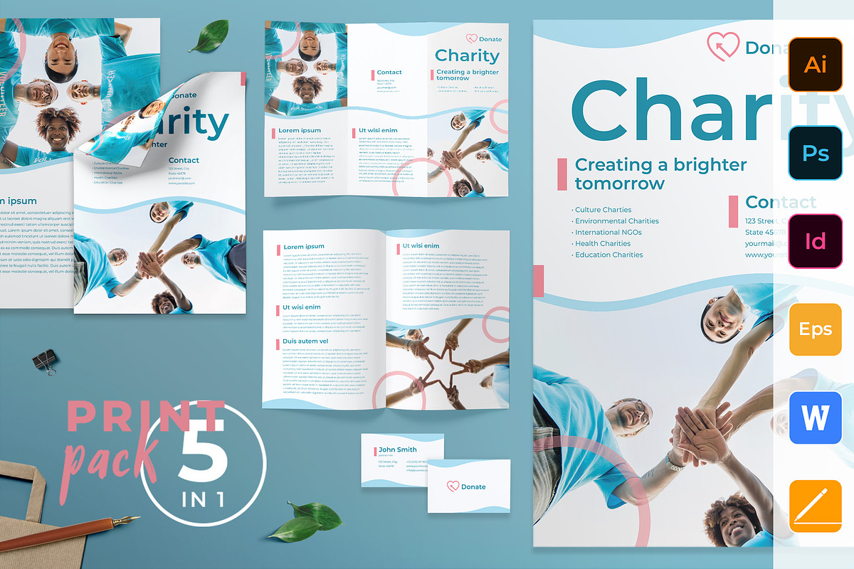 Charity Print Pack, a Poster Template by TemplatesNow!