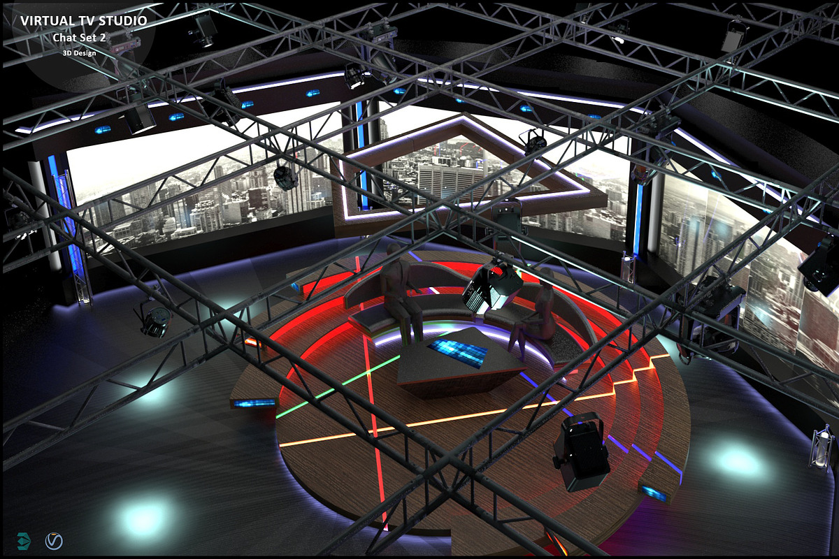 Virtual TV Studio Chat Set 2