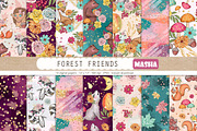 FOREST ANIMALS digital papers, a Pattern Graphic by Masha Studio