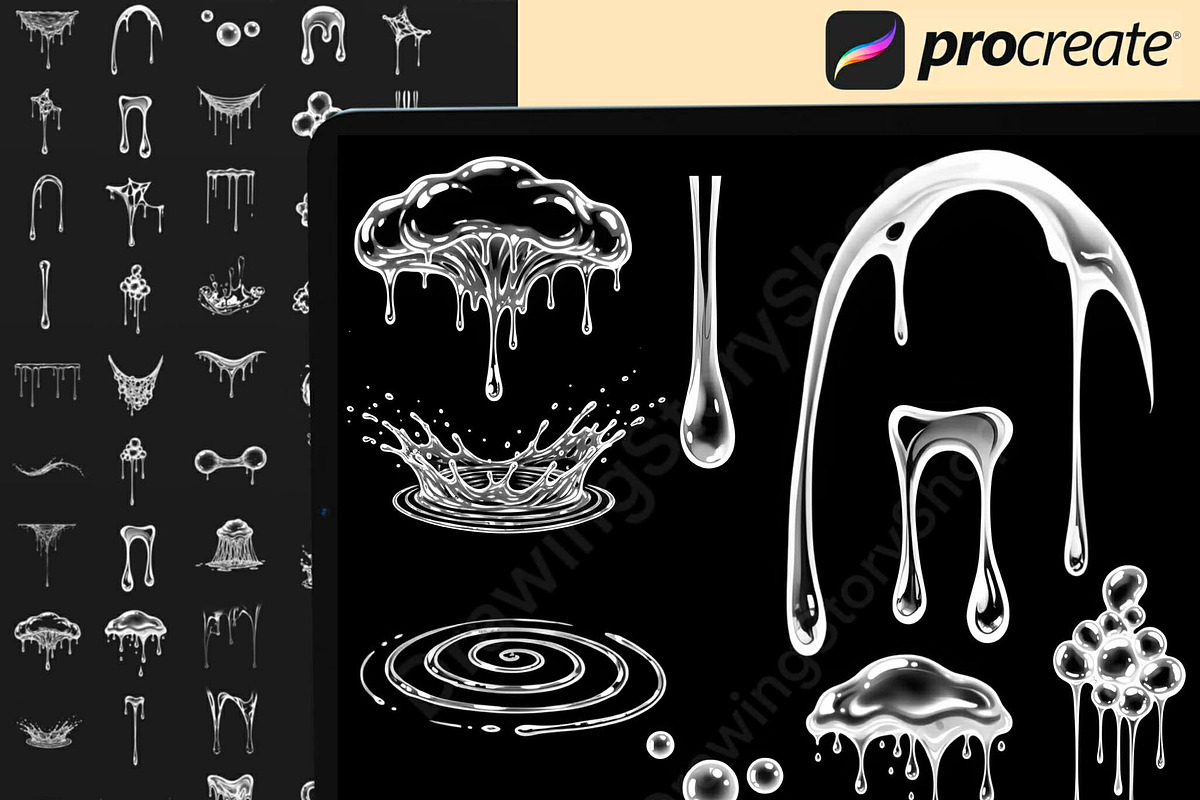150 procreate Milky Liquid Stamps, a Brush Add-On by DrawingStoryShop