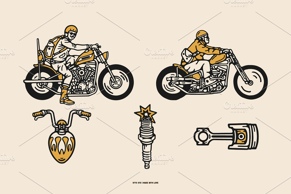 Chopper Motorcycle Illustration, a Transportation Illustration by Otto.std