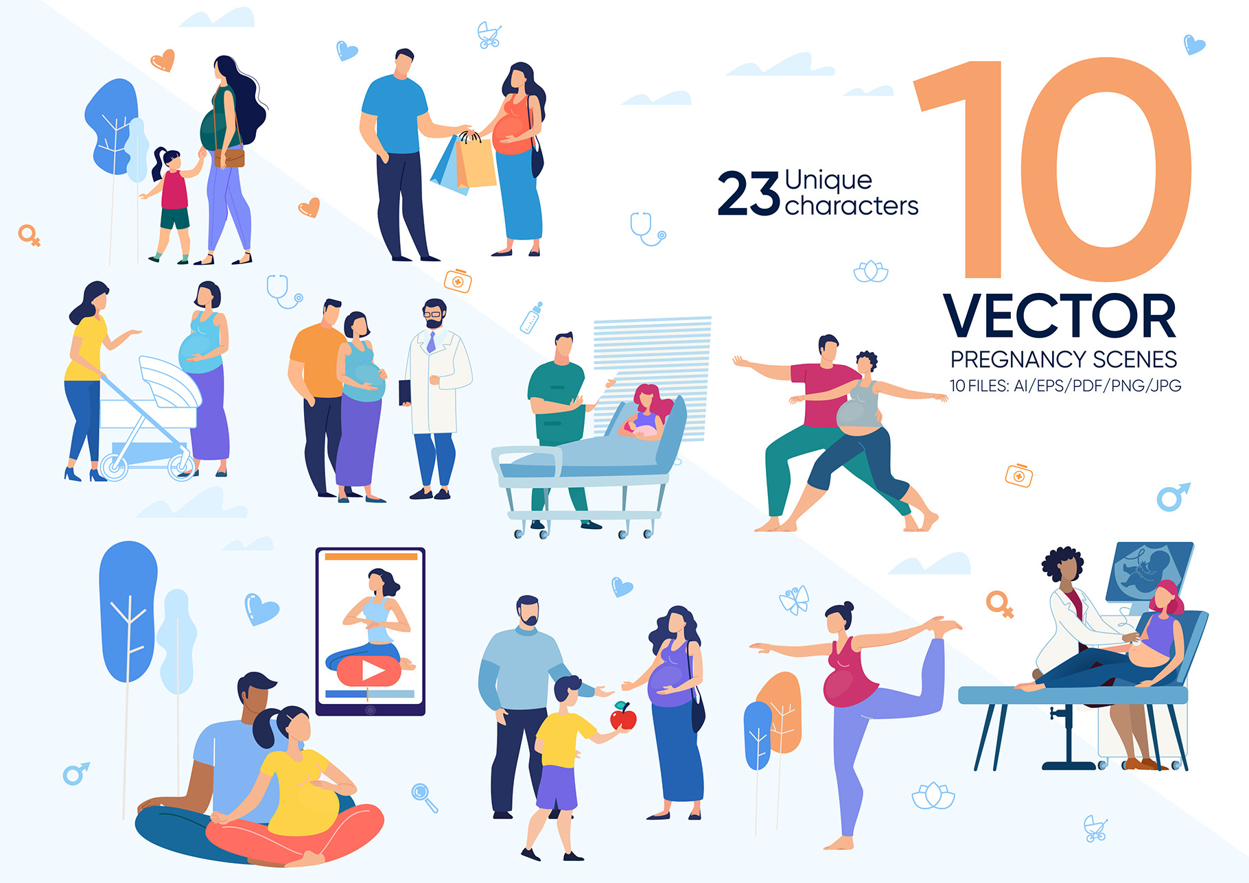 Pregnancy Vector Scenes, a Healthcare Illustration by Tera Vector