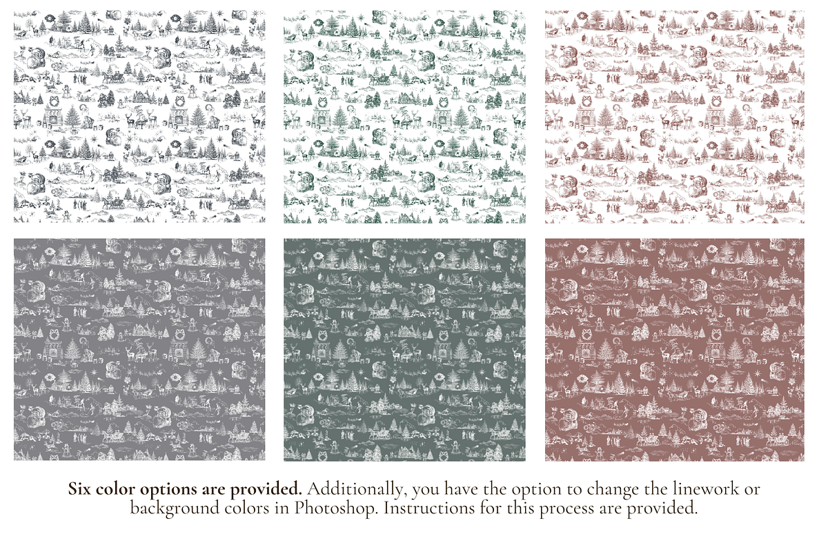 Santa Toile de Jouy Pattern, a Background Graphic by Hughes Studio