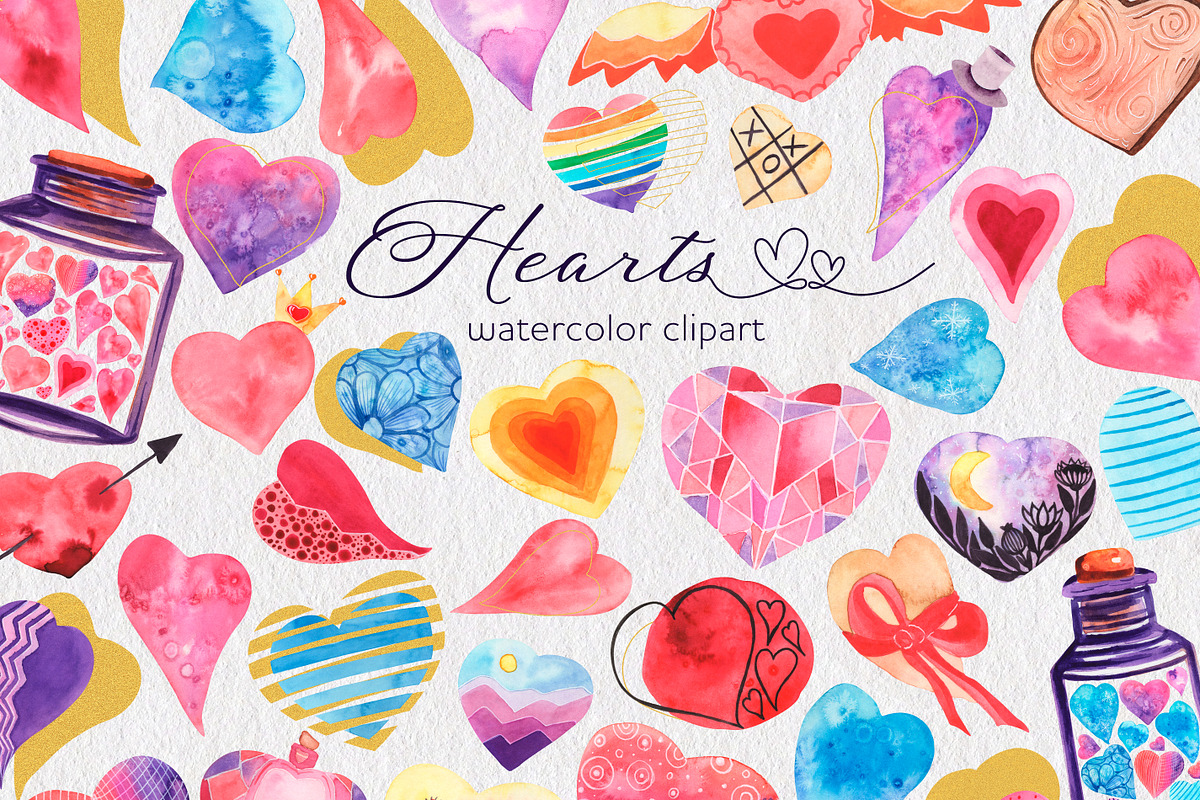 Watercolor heart clipart Love png, an Object Illustration by ...