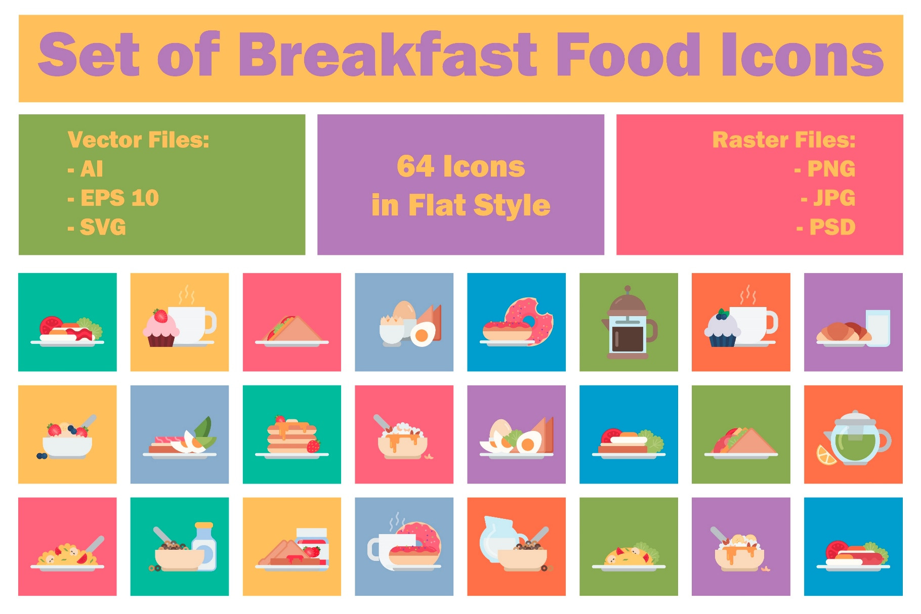 Set of Breakfast Food Icons | Icons ~ Creative Market