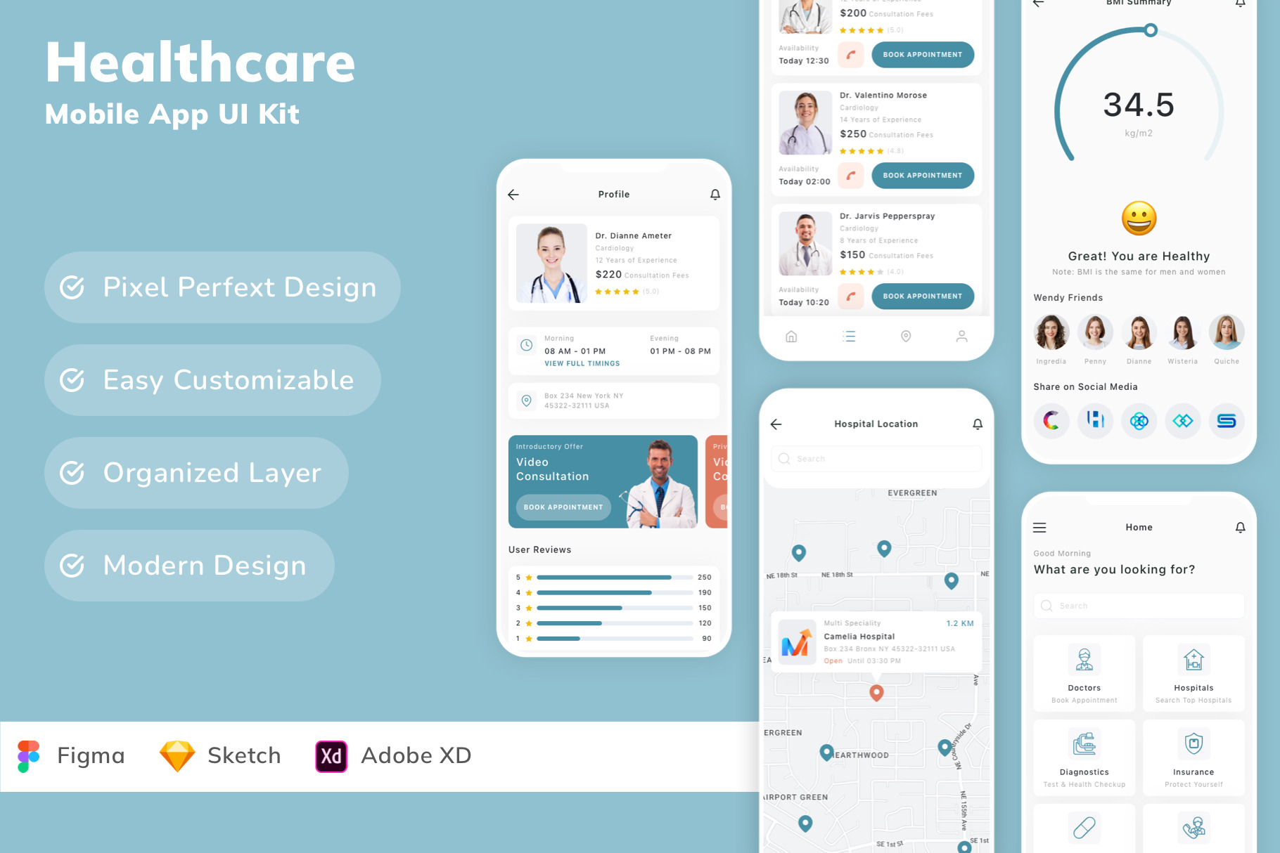 Healthcare Mobile App UI Kit, an UI Kit Template by Betush