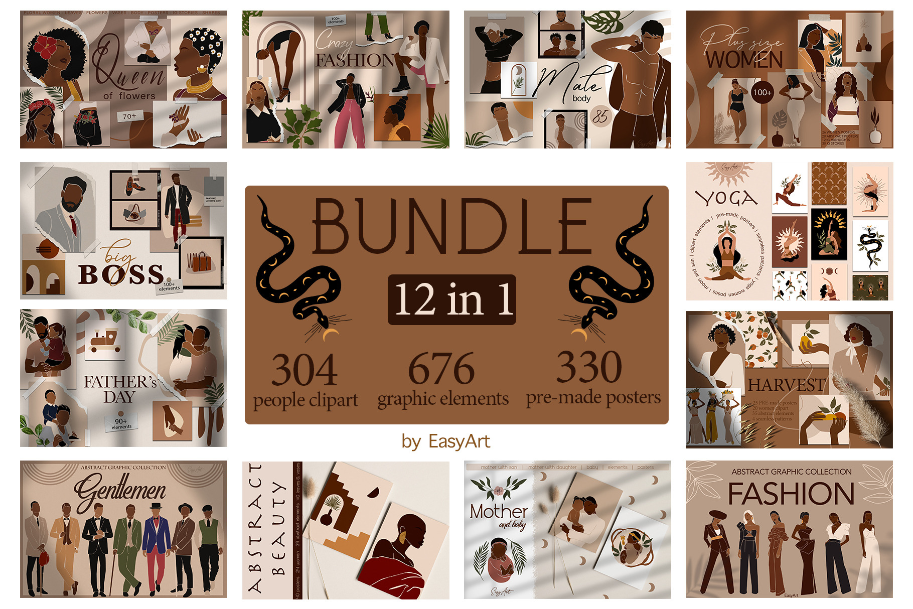 Abstract BUNDLE 12 in 1 vol.2, a Person Illustration by EasyArt