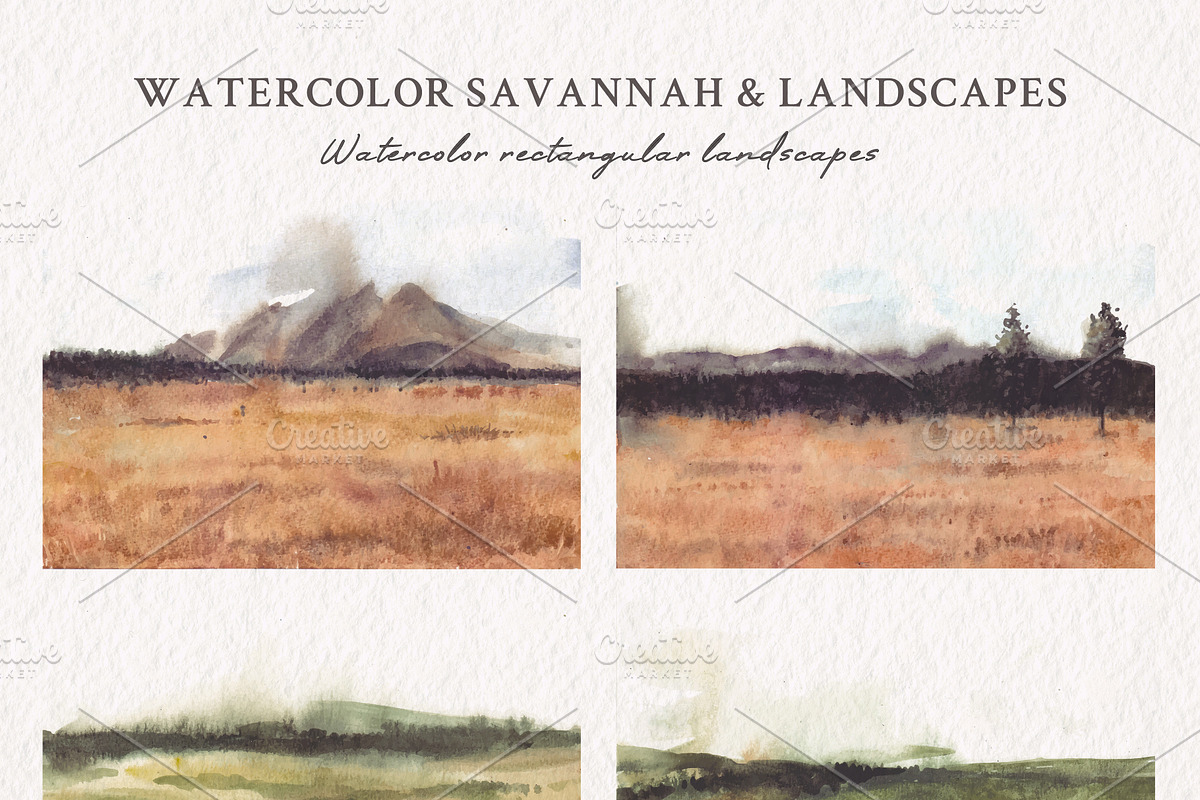 Watercolor Savannah & Landscapes