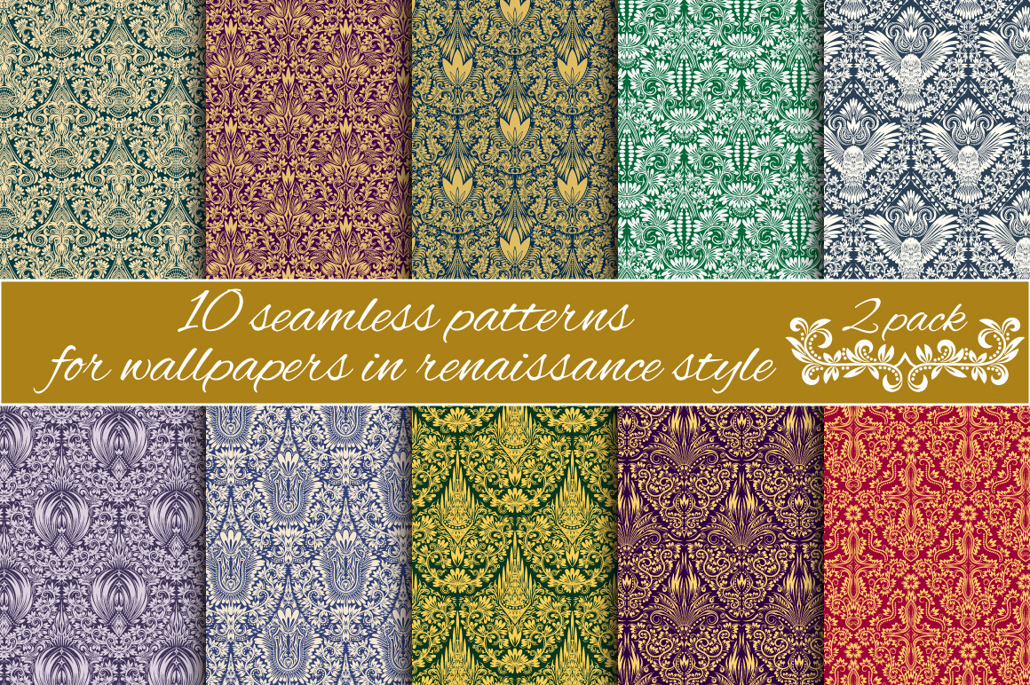 Renaissance seamless patterns Pack 2, a Pattern Graphic by Guten Tag Vector