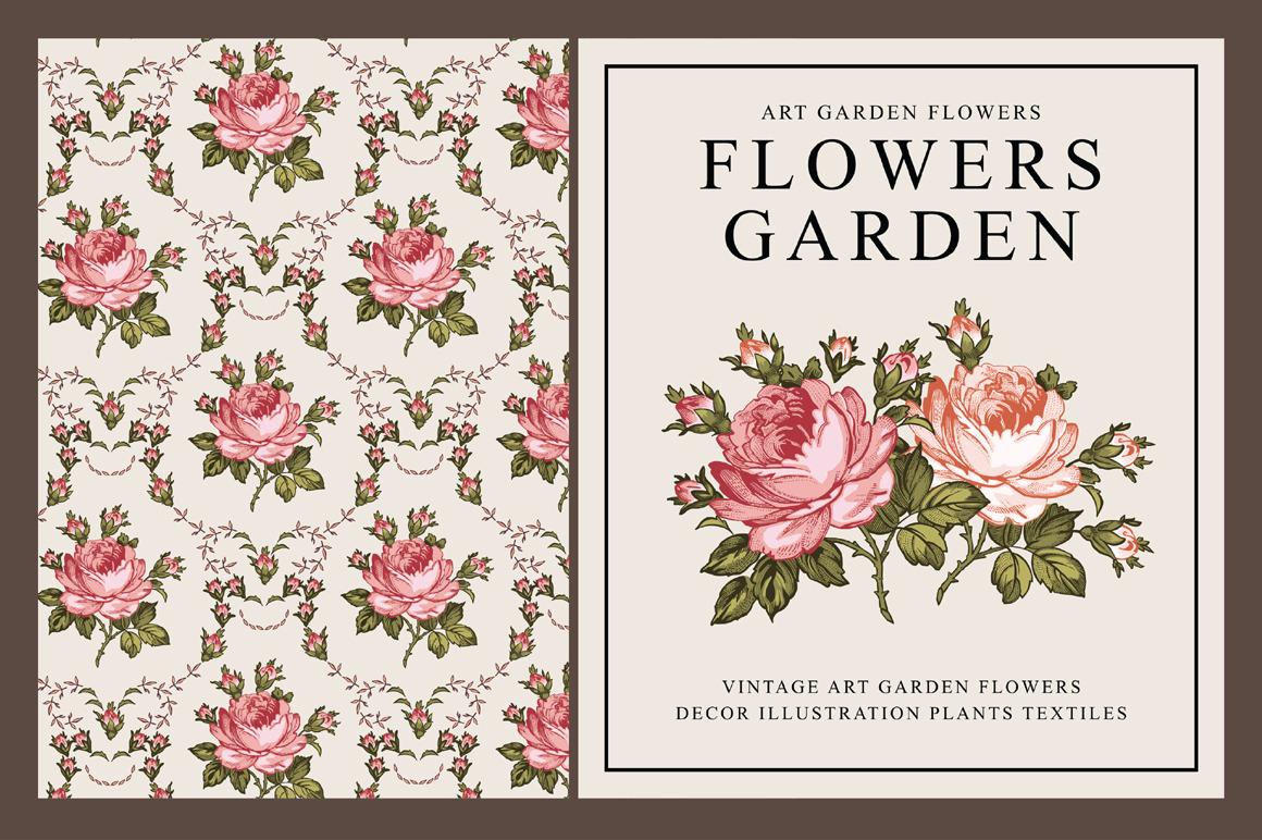 Roses Card Seamless Flowers Pattern