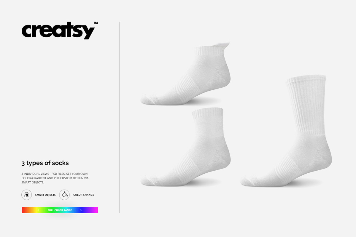 Athletic Socks 3 Types Mockup Set, a Product Mockup by Creatsy