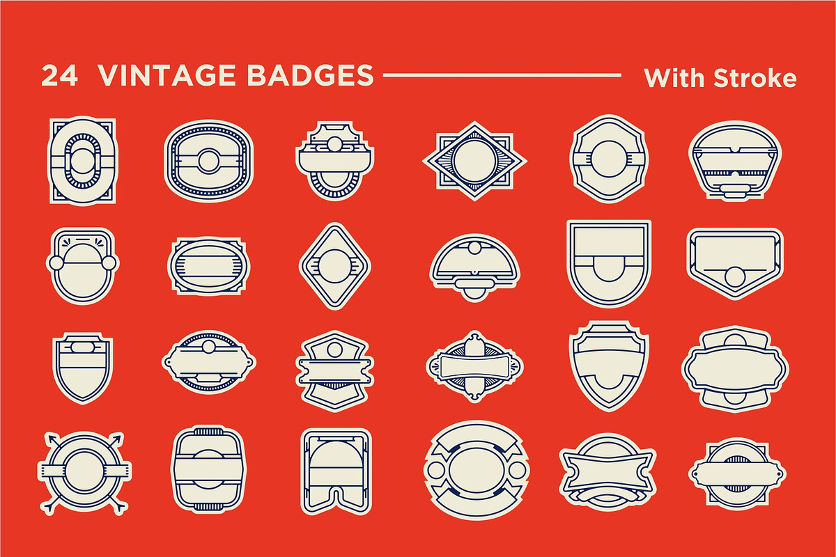 46 Unique and Cool Vintage Badges, an Object Graphic by Edsterr
