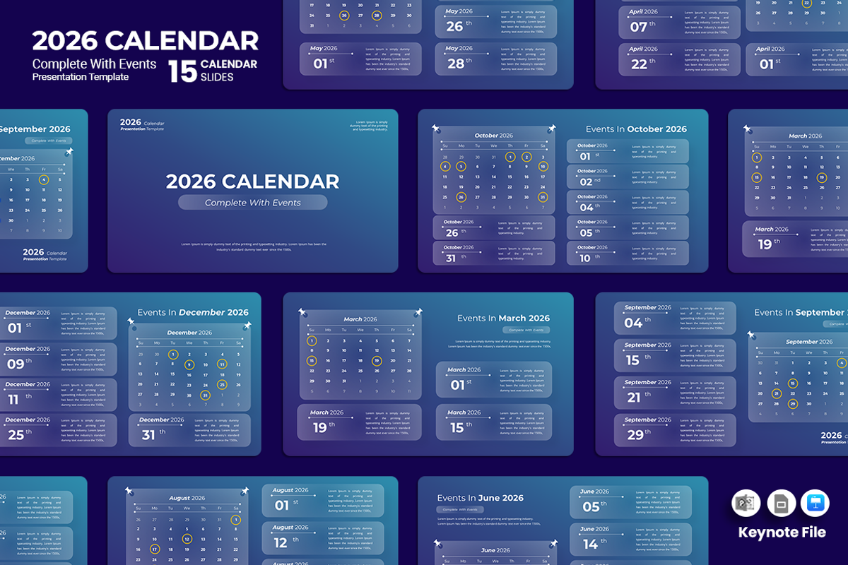 2026 Calendar - Keynote Template, a Presentation Template by QR Design ...