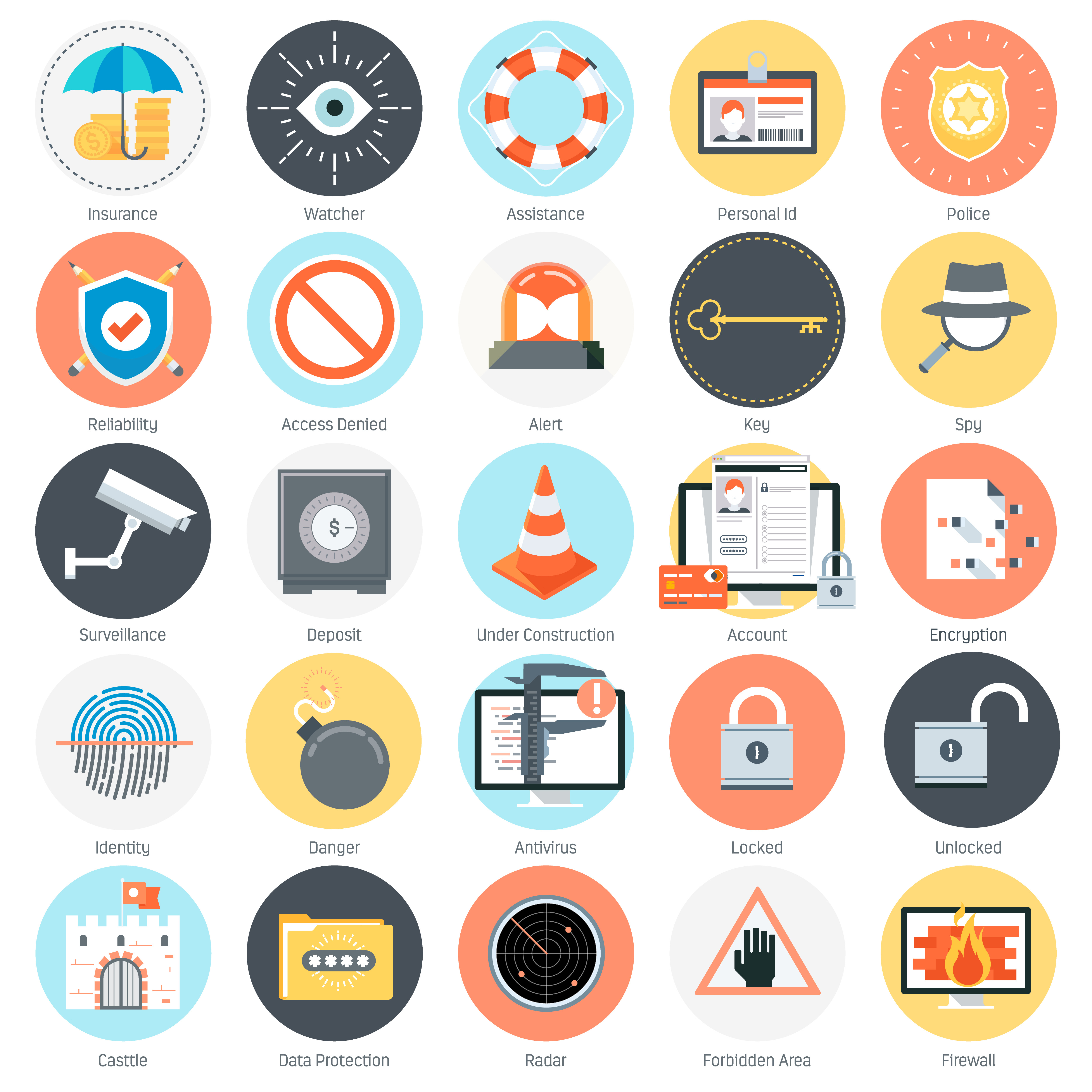 Security and protection icon set, an Icon by Howcolour