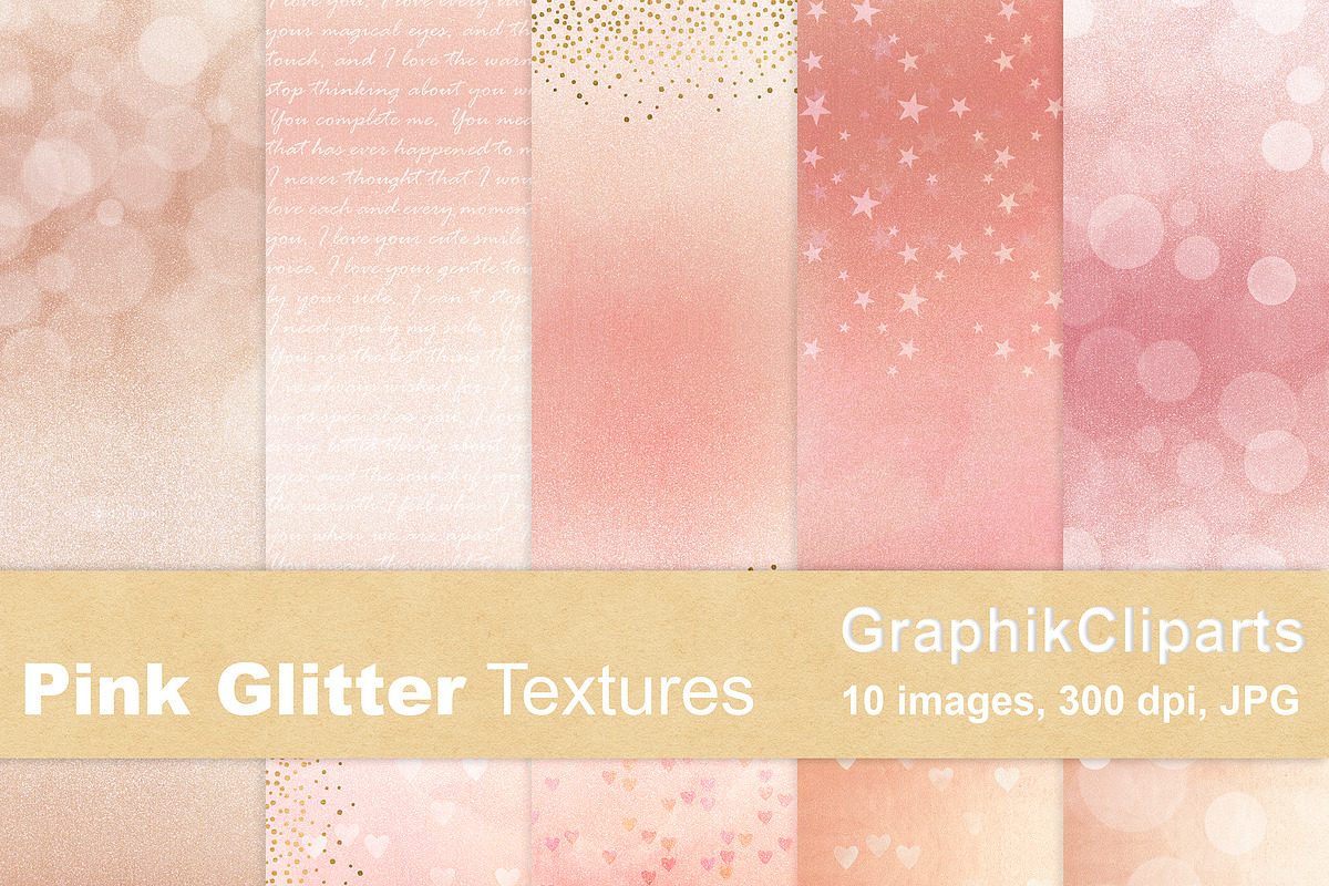 Pink Glitter Textures Paper Pack, a Texture Graphic by Chus Moreno ...