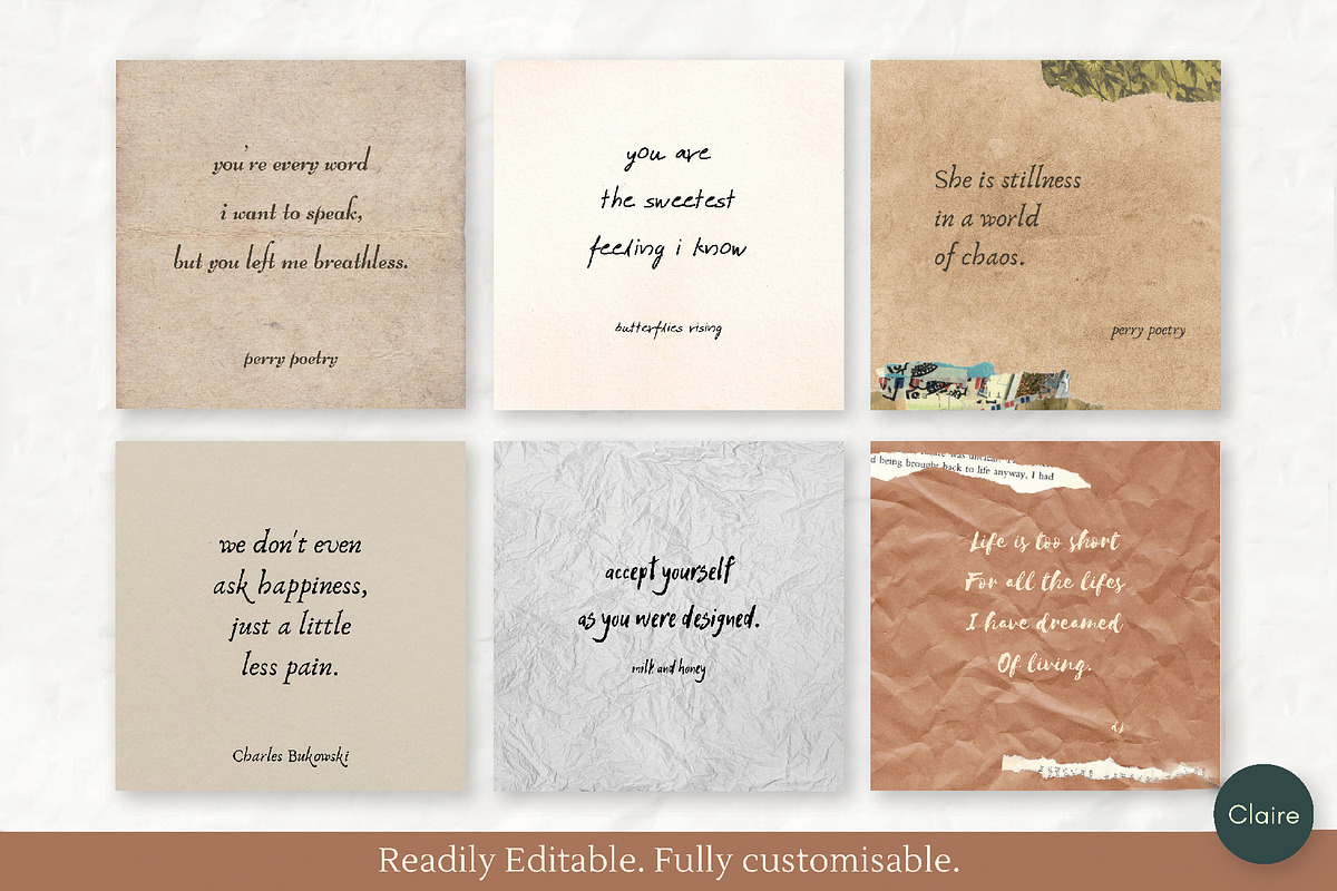 Paper Poem Quotes Pack Edit in Canva