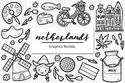Doodled Netherlands Line Art Bundle, an Object Graphic by voidea