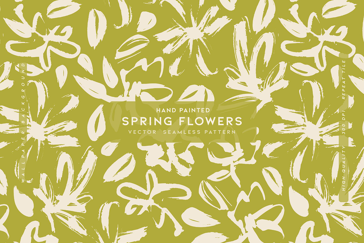 Hand Painted Spring Flowers, a Pattern Graphic by MalyskaStudio