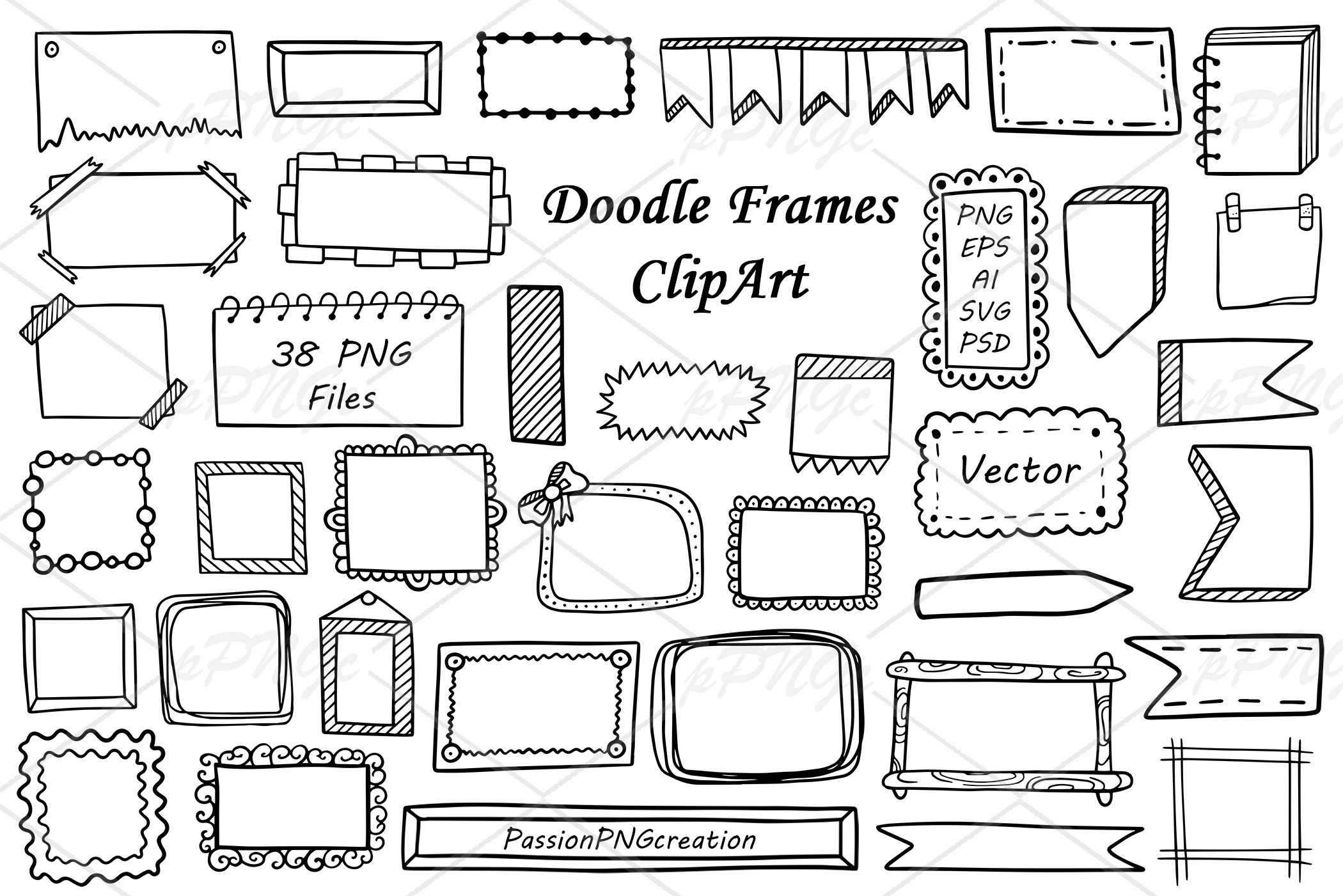 Doodle Frames and Banners Clipart, a Decorative Illustration by ...