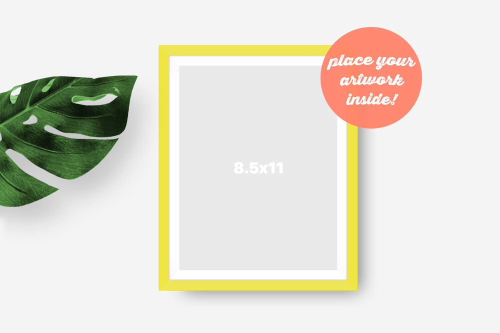 Frame Mockup with Monstera Leaf, a Print Template by Frisk Shop Mockups