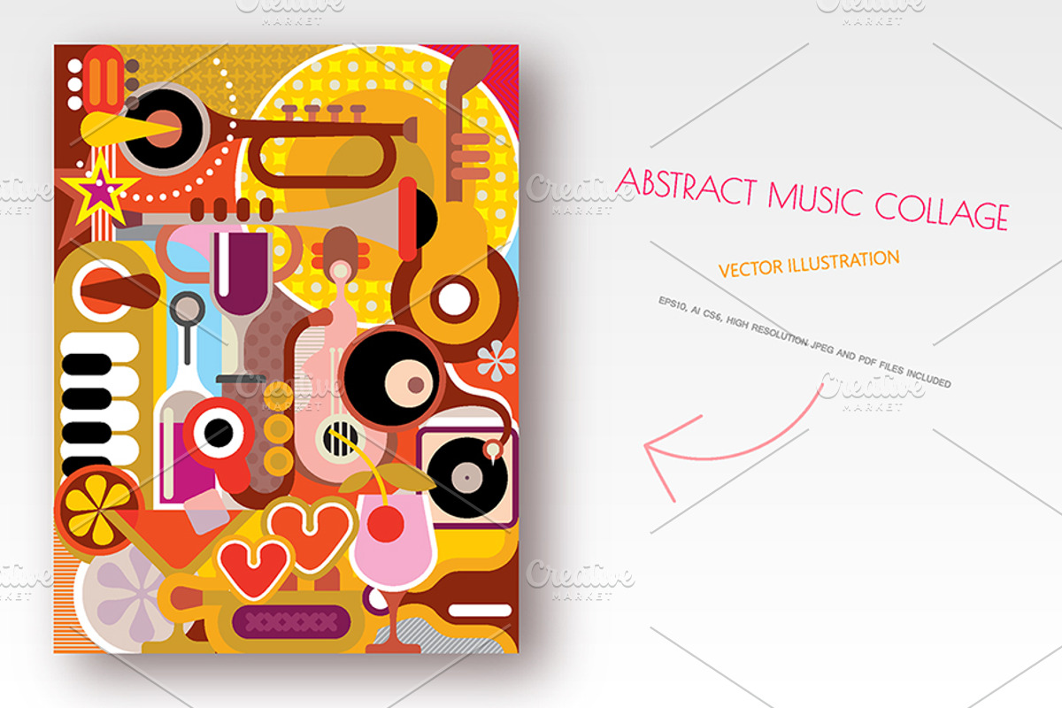 Abstract Music Collage, an Illustration by danjazzia