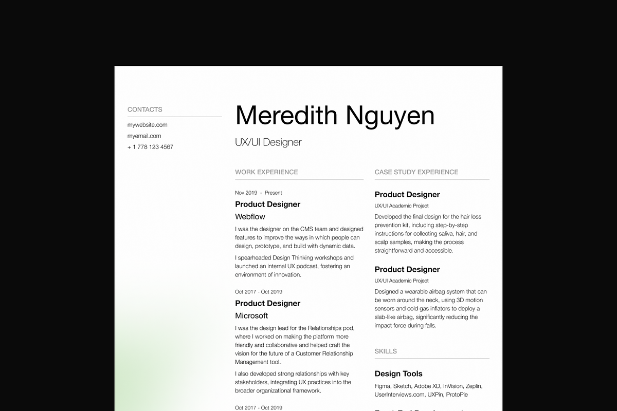Figma UX/UI Resume Template