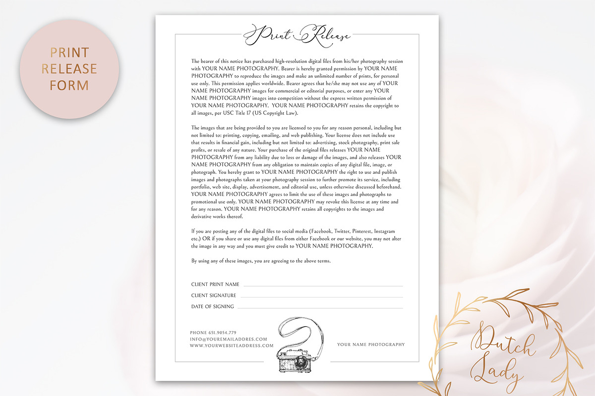 Photography Form Template Bundle #2, a Stationery Template by The Dutch ...