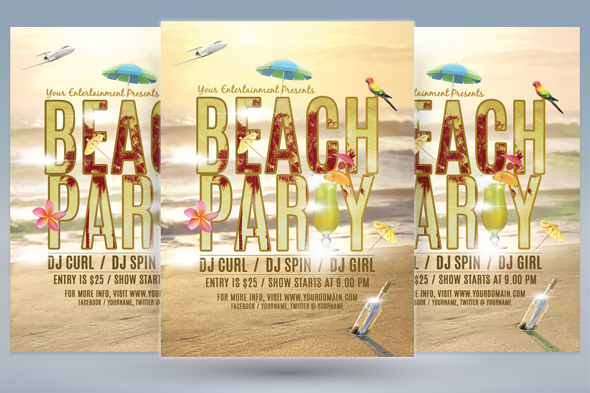 Beach Party Flyer, a Flyer Template by tmcom