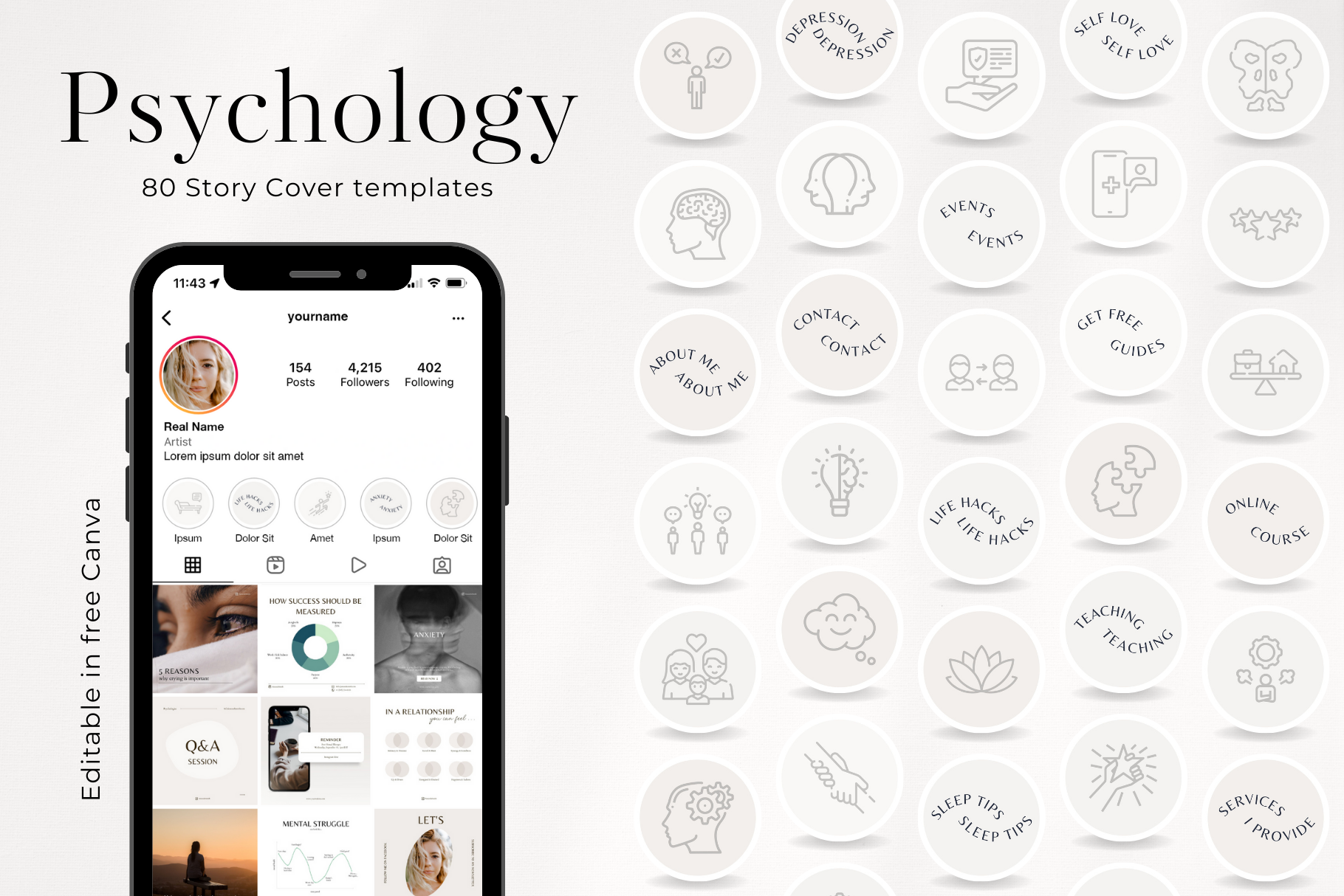 80 Psychologist Therapist Highlights, a Social Media Template by ...