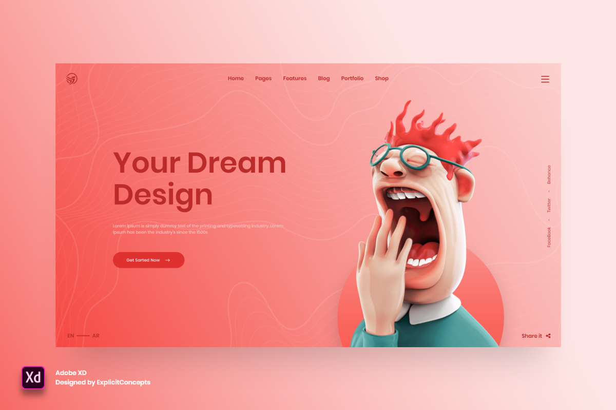 Hero Header - Adobe XD, an UI Kit Template by ExplicitConcepts