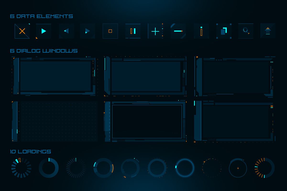 Sci Fi UI Set, an Illustration by Olga Ryzychenko