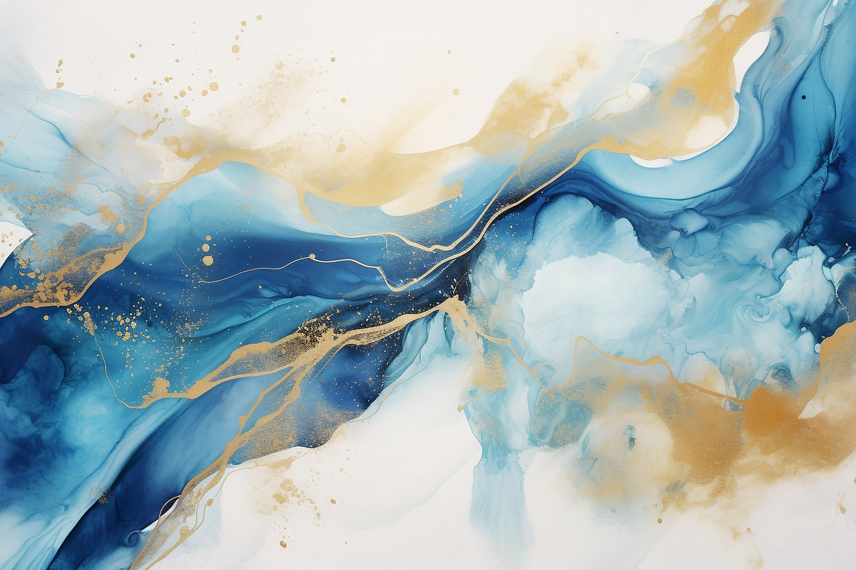 Blue and gold Pastel Ink Textures, a Background Graphic by Squirrel Tail