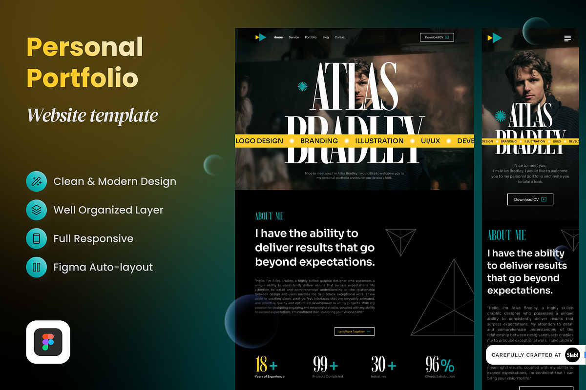 Personal Portfolio Website Template, a Websites & App Template by SLAB ...