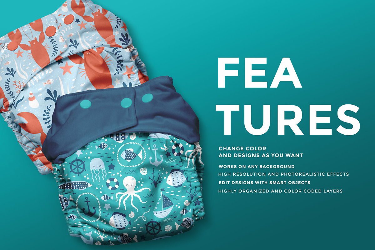 Reusable Cloth Diaper Mockup, a Product Mockup by Designertale