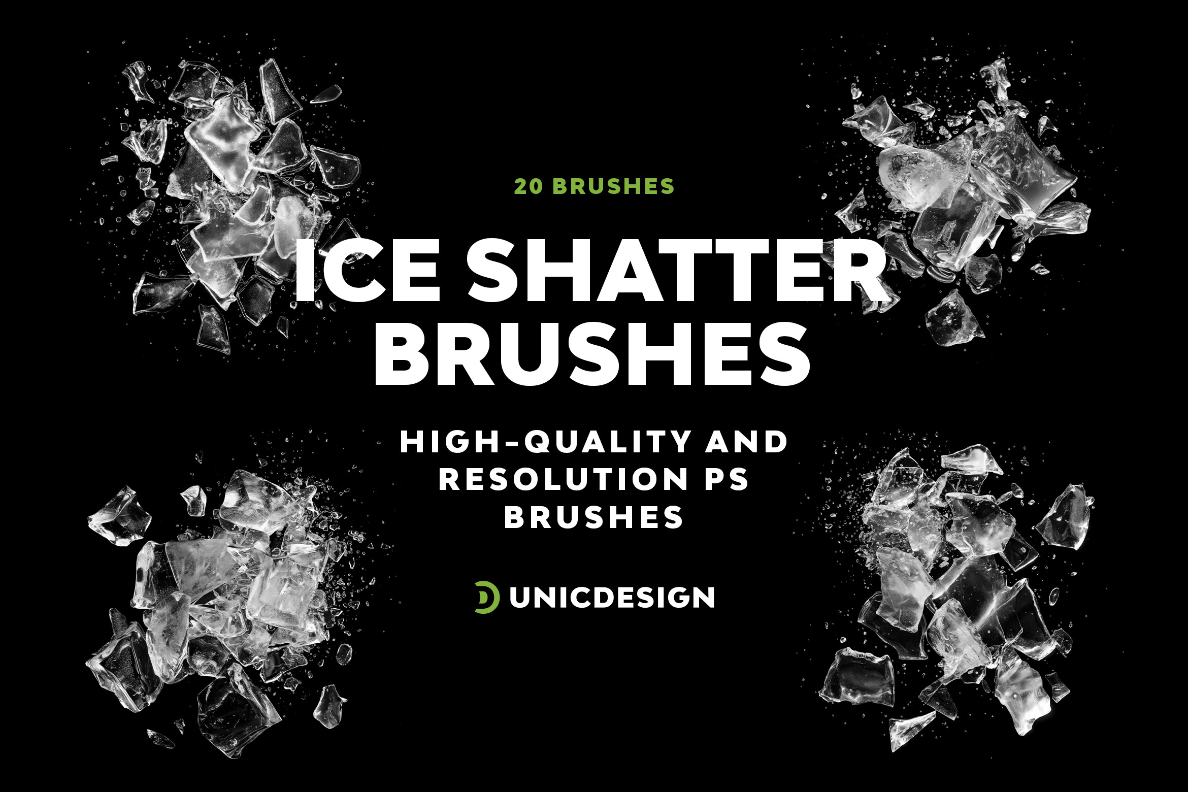 Ice Shatter Photoshop Brushes, a Brush Add-On by UnicDesign