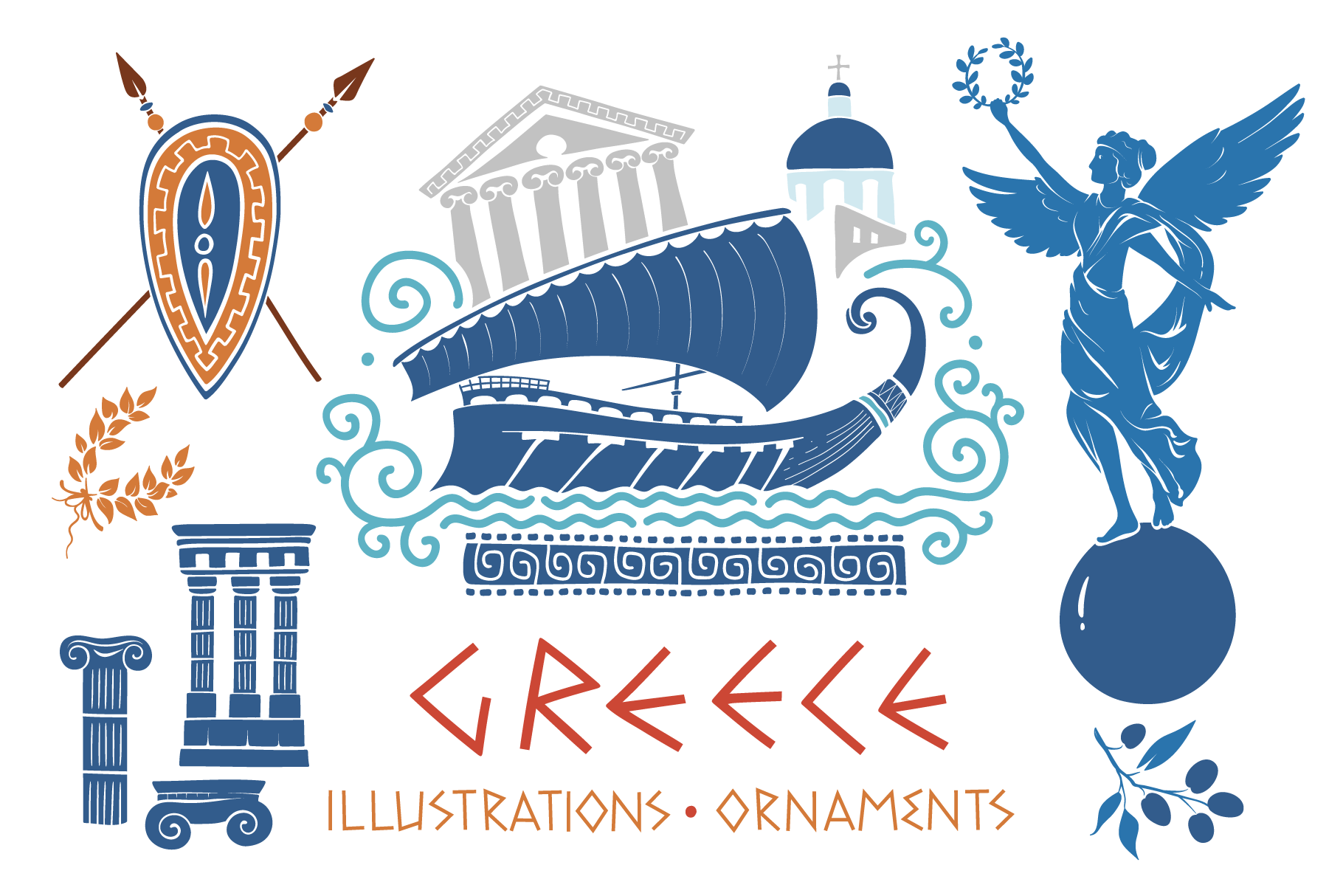 Ancient Greek Illustrations & Decor, a Decorative Illustration by Adiemus