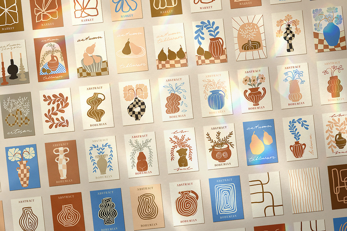 GALLERY WALL ART BOHO POSTER SET, a Decorative Illustration by Ayya Studio