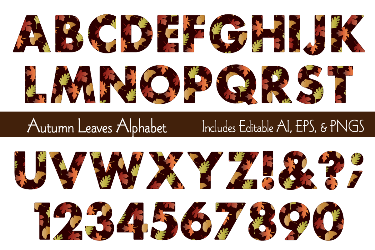 Autumn Leaves Digital Alphabet, a Decorative Illustration by Melissa ...