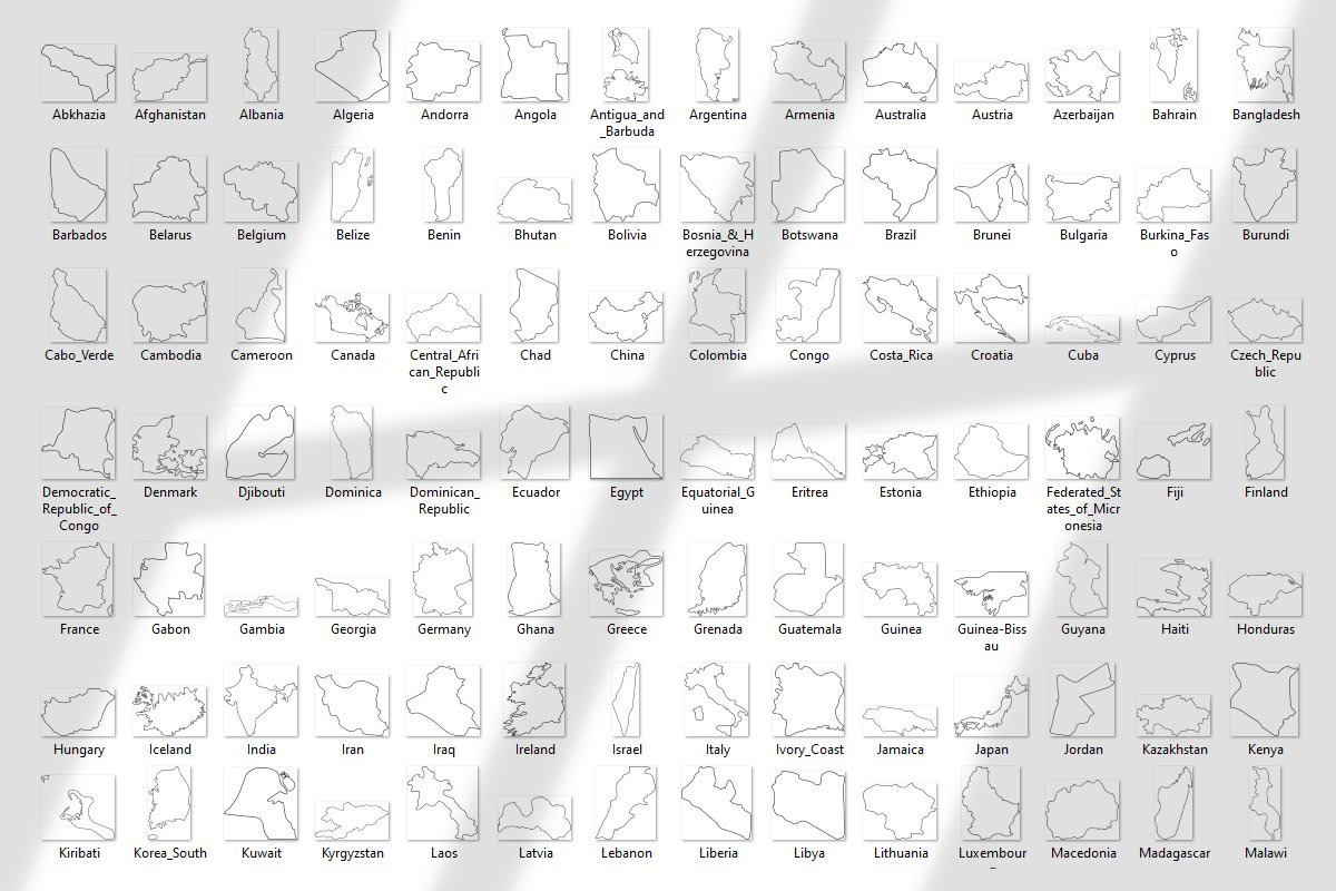 World Countries Outline MAP Stamps, a Brush Add-On by Julia_Raketic