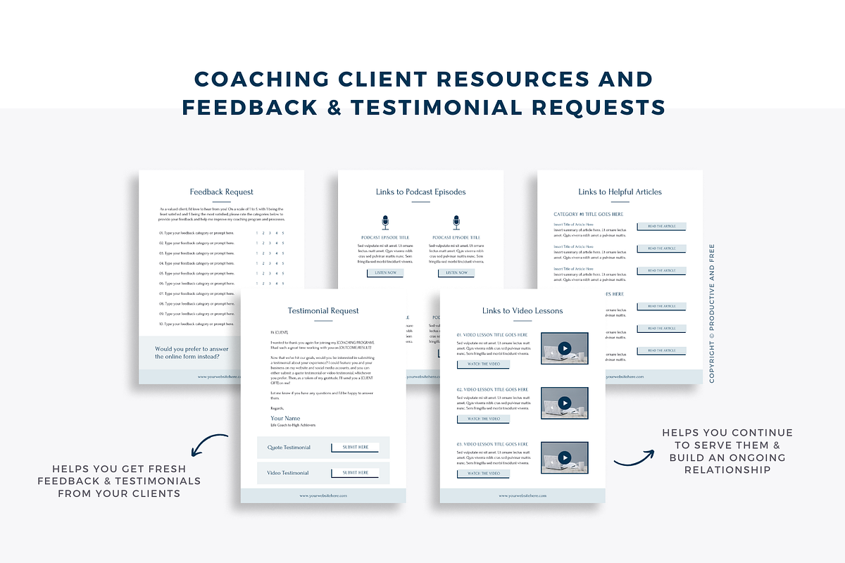 Coaching Client Template Bundle, a Magazine Template by ProductiveandFree