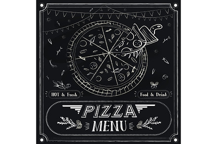 attractive pizza menu design, a Food Illustration by TotallypicRF