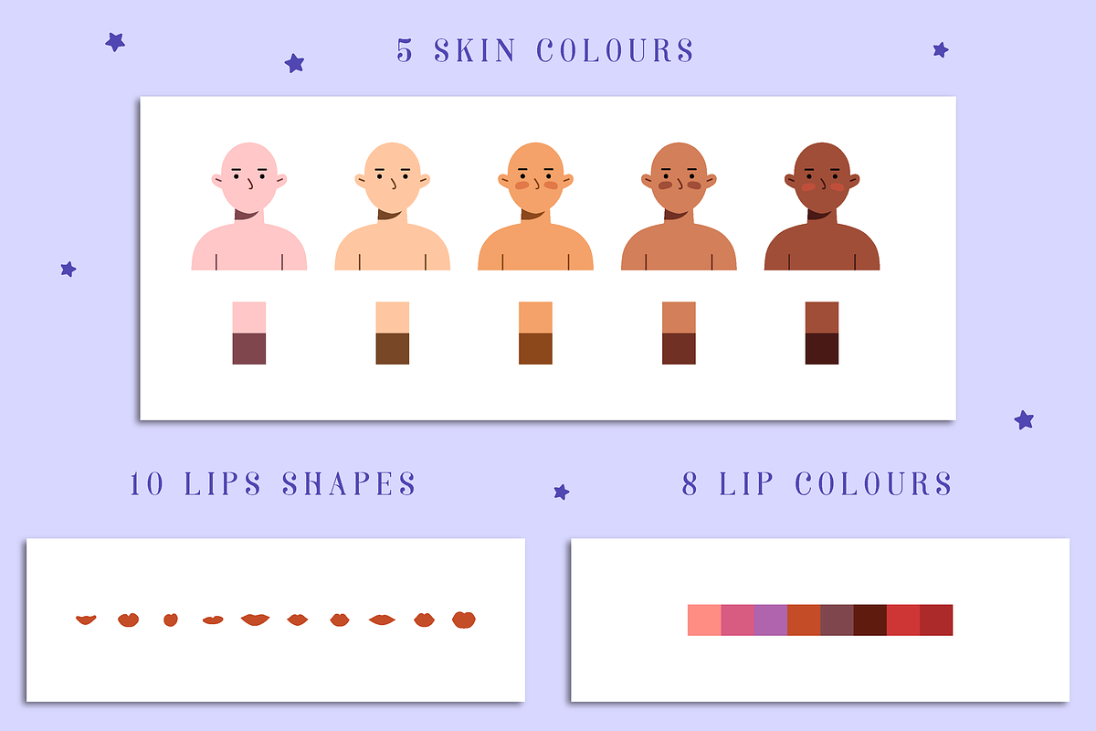 Woman face icon avatar building kit