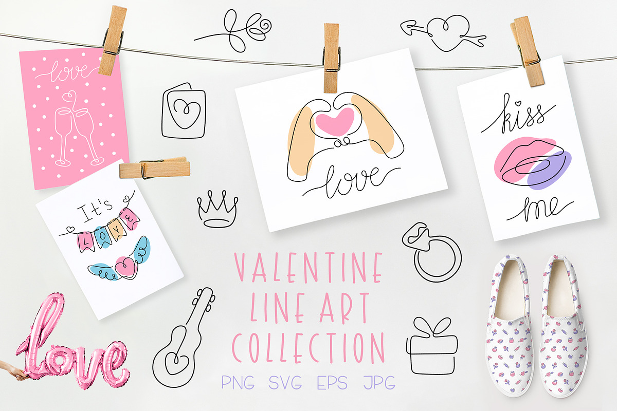 Valentine's Day one line art | Creative Market