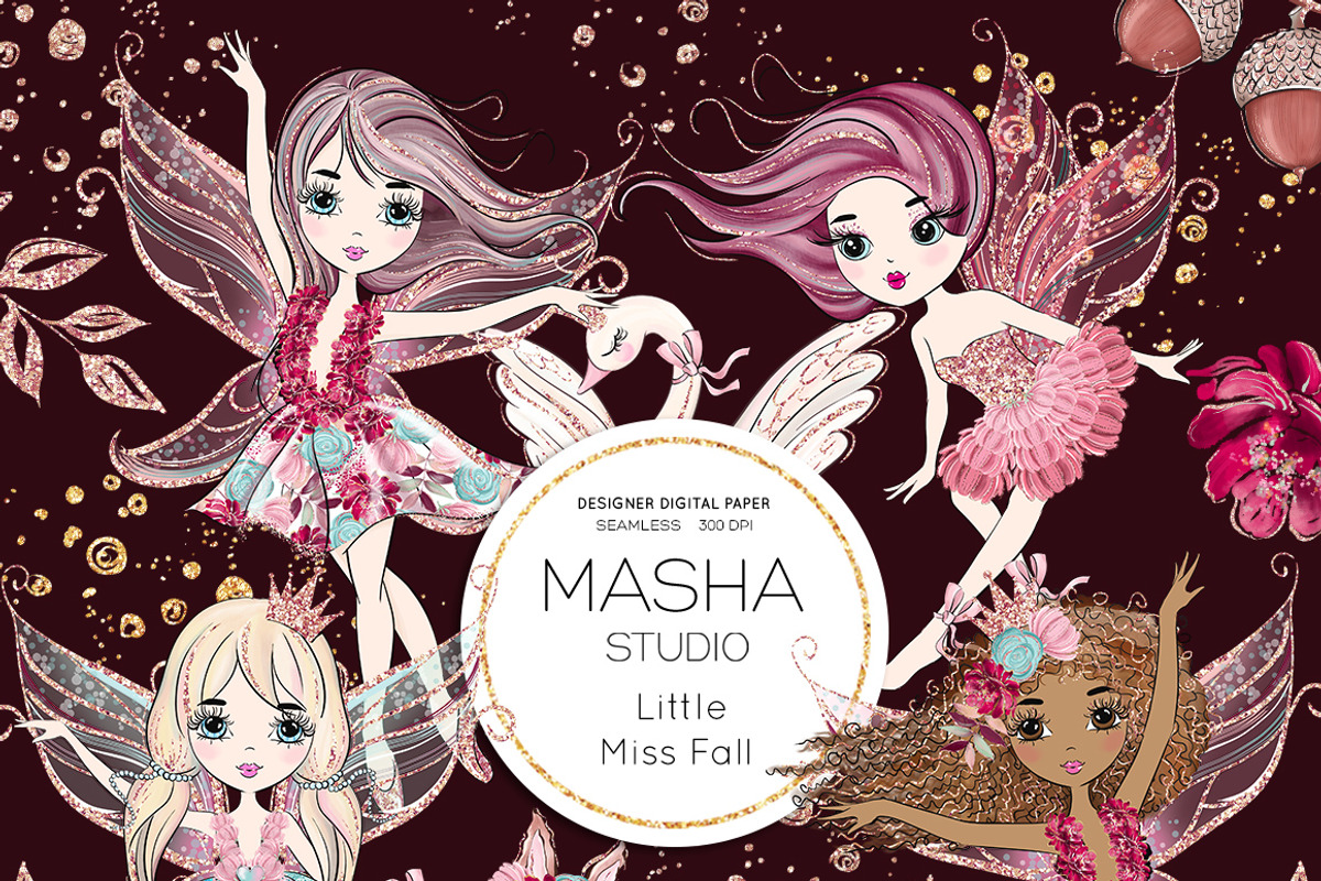 LITTLE MISS FALL Clipart, an Illustration by Masha Studio