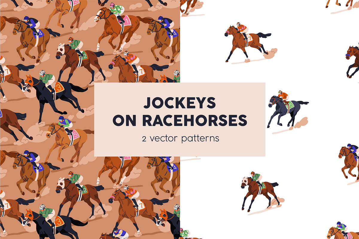 Jockeys on race horses patterns, a Pattern Graphic by Good Studio
