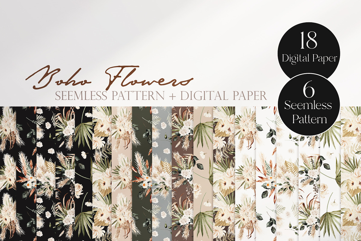 Watercolor flower - Boho leaves Set, an Illustration by Beigetime