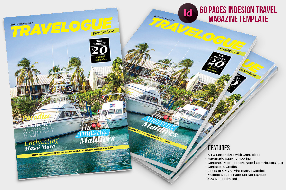 Indesign Travel Magazine Template, a Magazine Template by Red Cactus ...