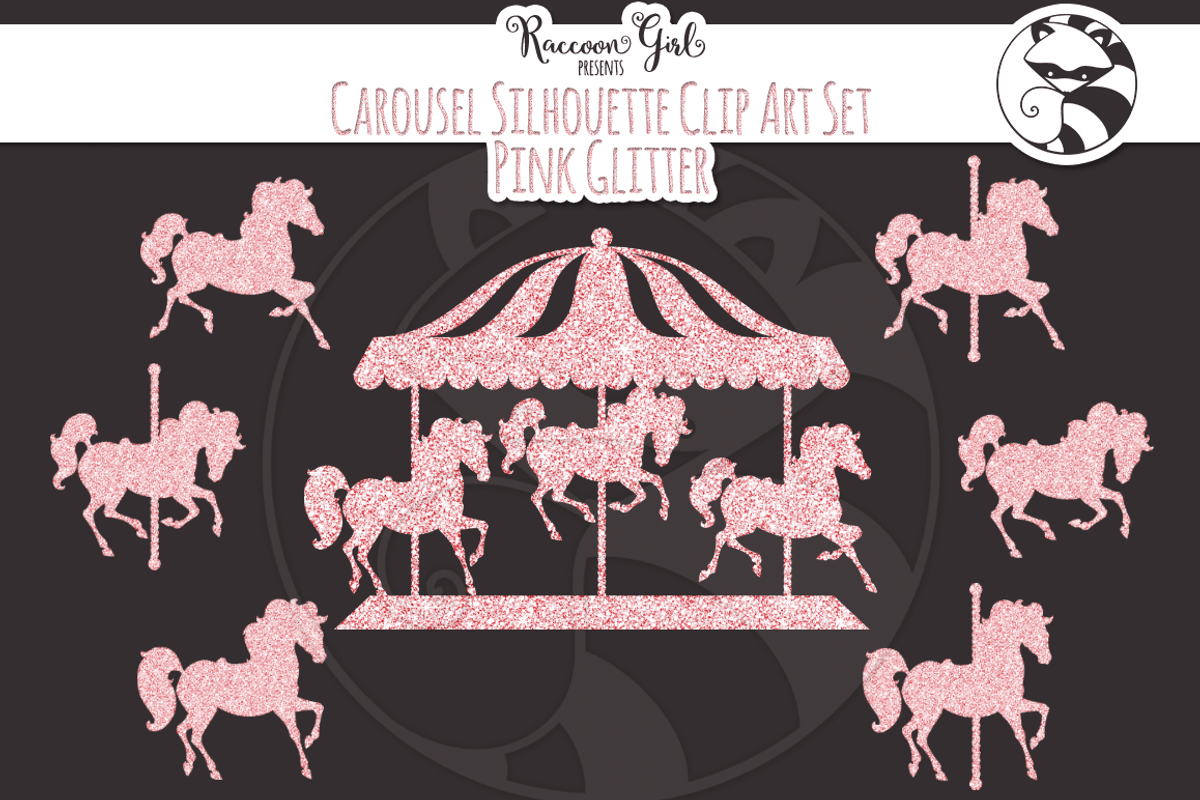 Pink Glitter Carousel Clip Art Set, a Work Illustration by RaccoonGirl ...
